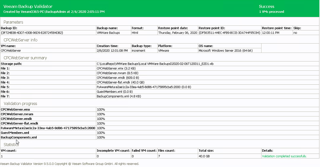 Validate a backup with Veeam Backup Validator | Managecast